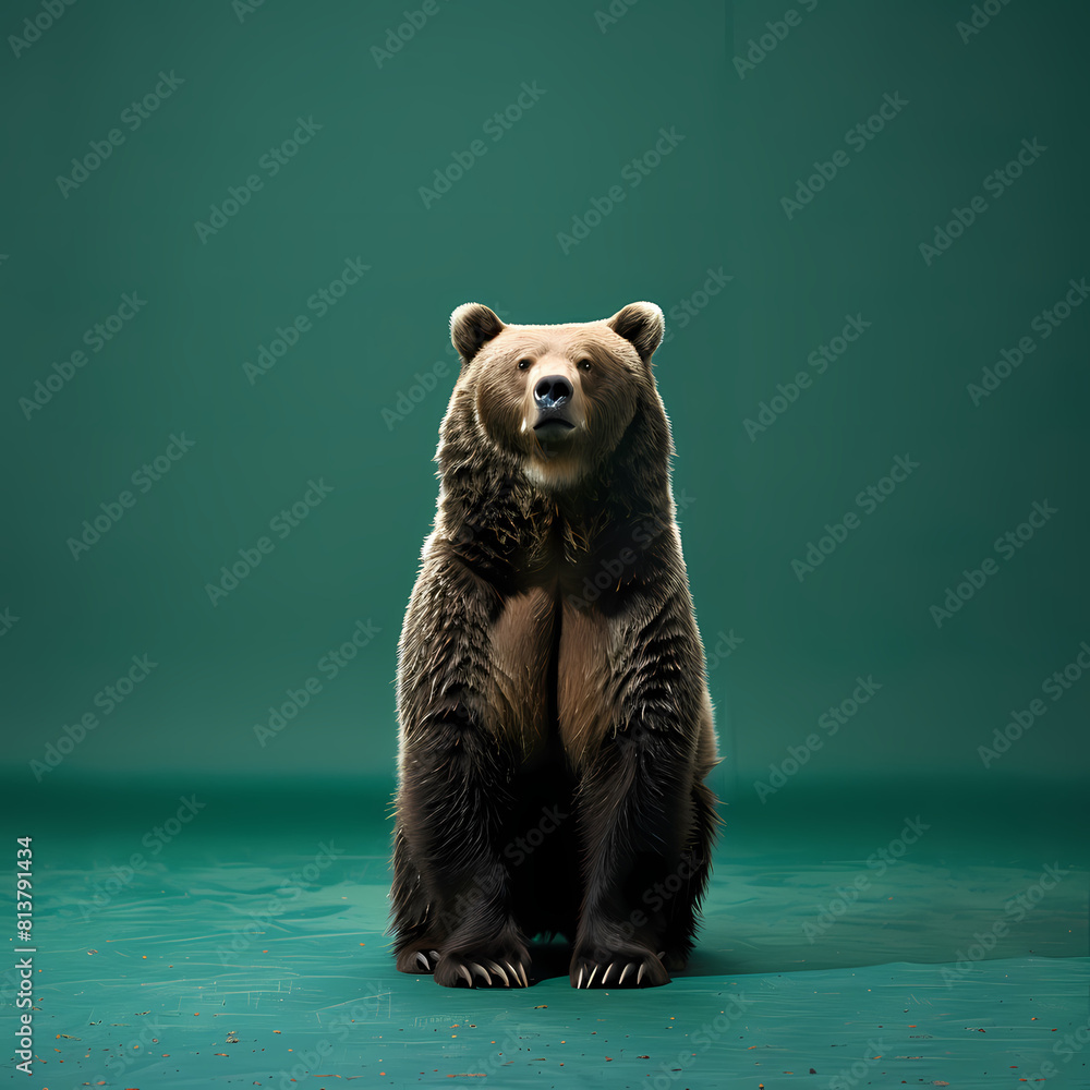 Full body of bear on solid green screen background, fashion photography ...