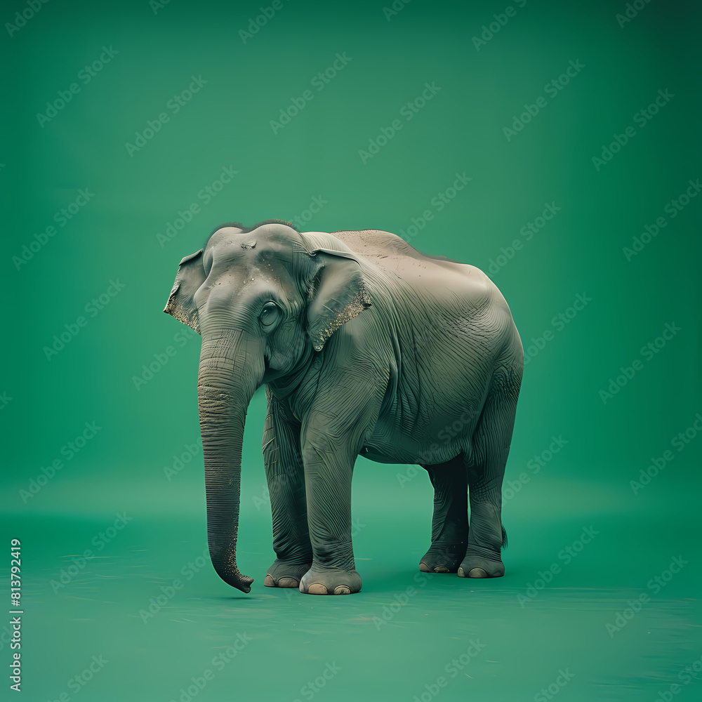 Full body of elephant on solid green screen background, fashion ...
