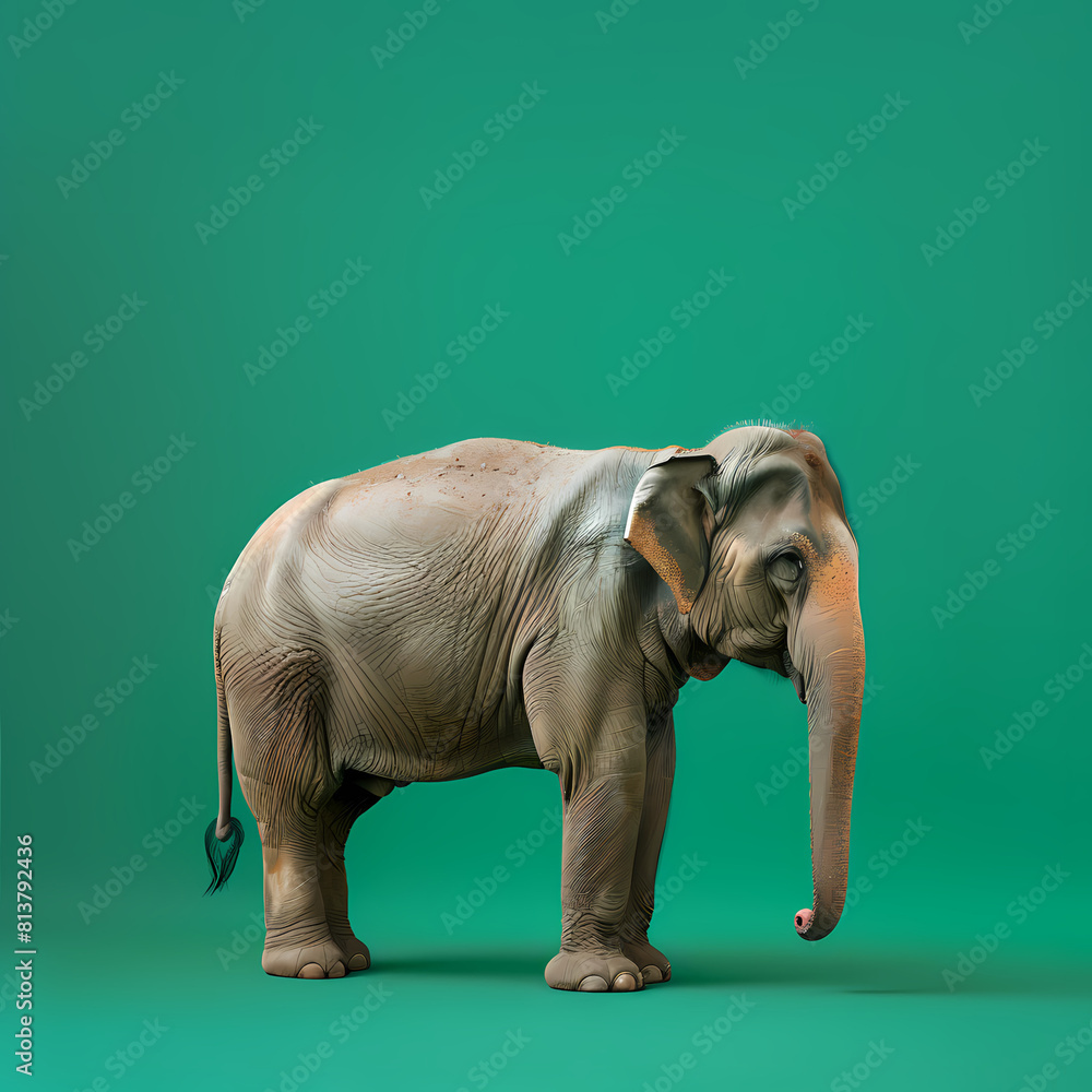 Full body of elephant on solid green screen background, fashion ...