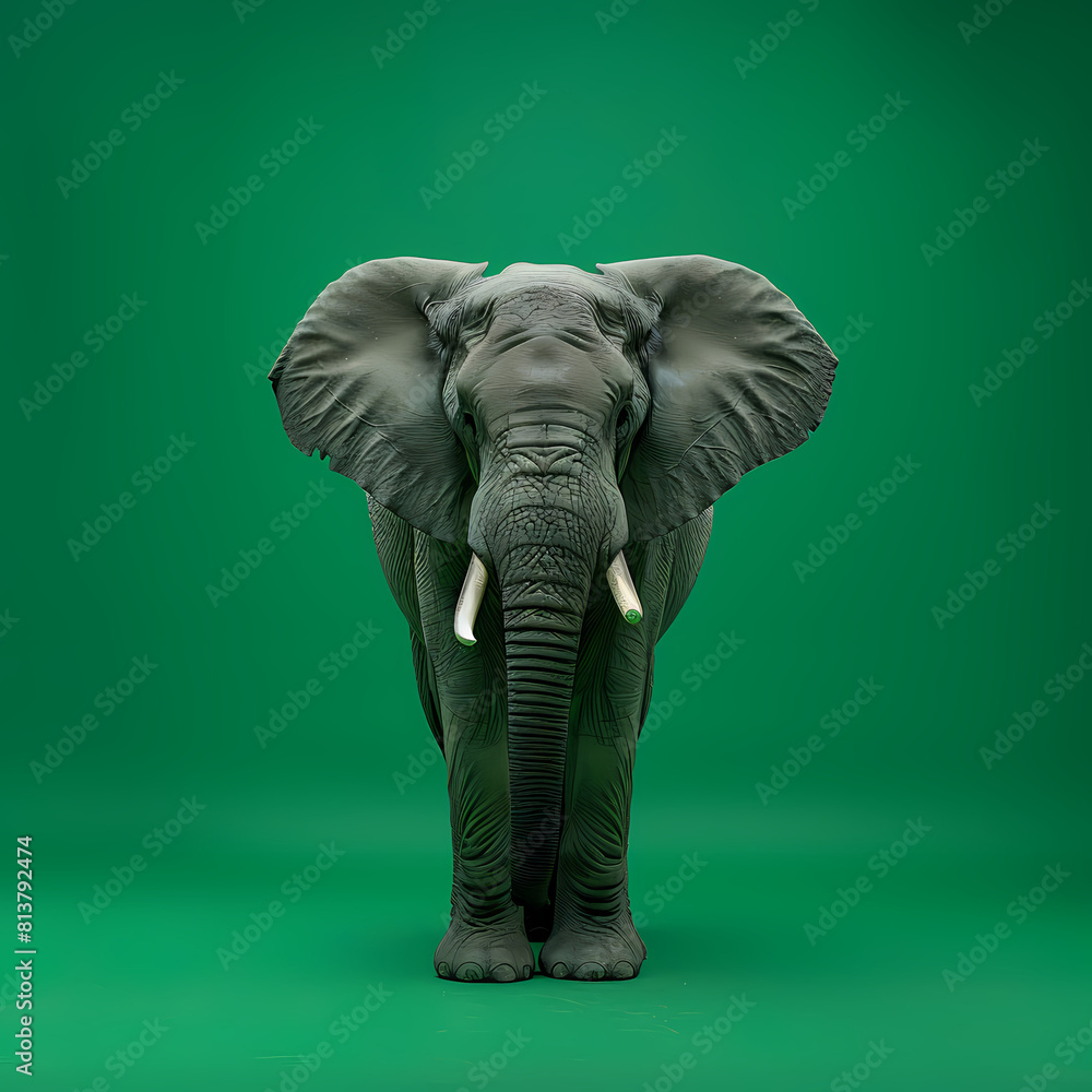 Full body of elephant on solid green screen background, fashion ...