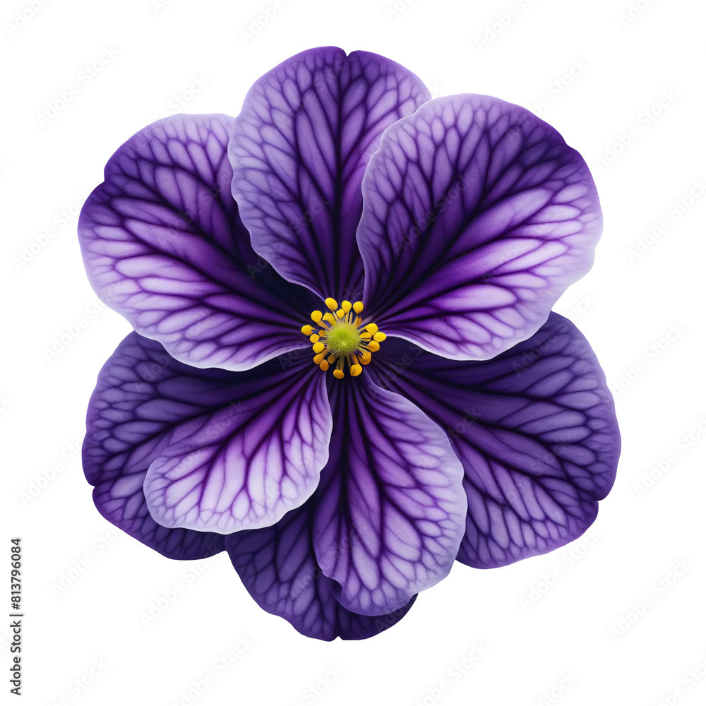 Violet flower isolated on transparent background, top view, floral ...