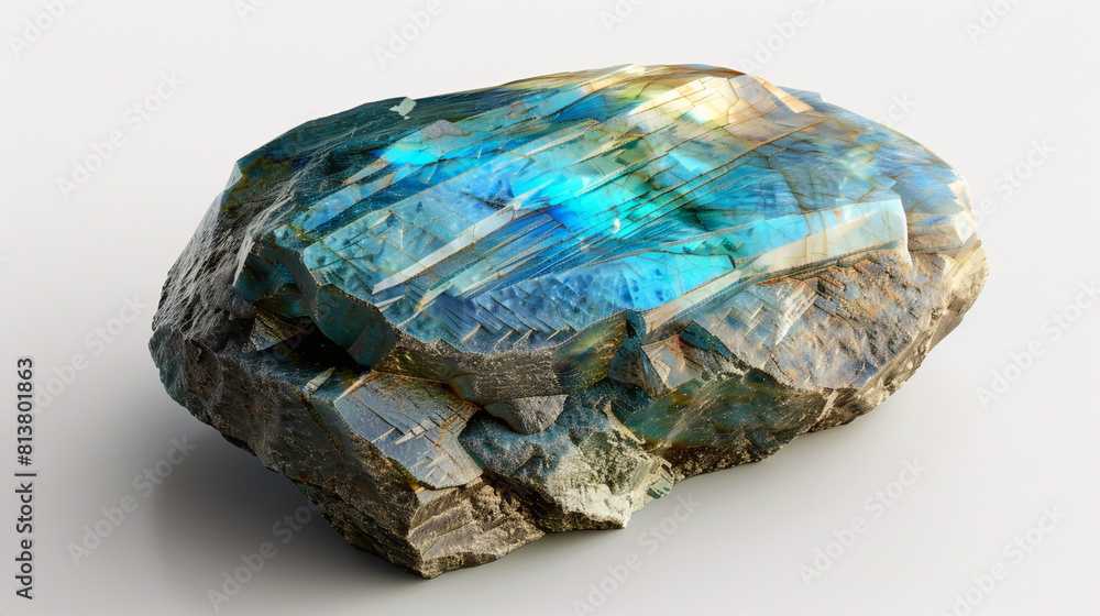 Labradorite digital art in 3D, showcasing a vibrant blue and green ...