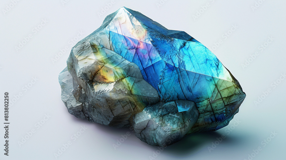 Labradorite digital art in 3D, showcasing a vibrant blue and green ...