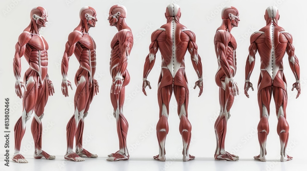 Human muscular system model posing, muscles in detail for anatomical ...