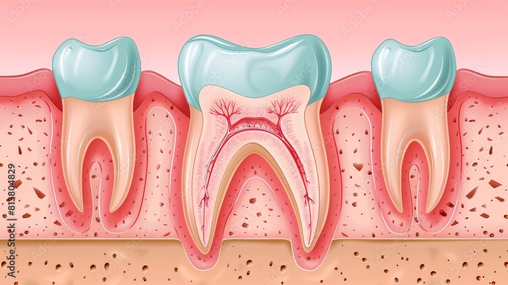 A detailed illustration of a tooth cross-section, Detailed illustration ...