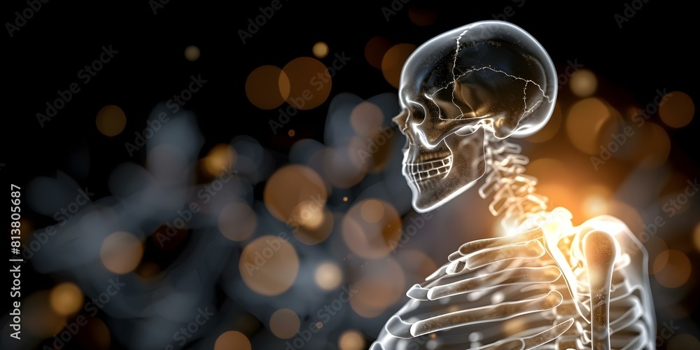 Skeleton showing shoulder injury for medical illustration or anatomy ...