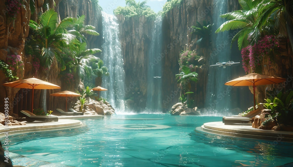 Tech Oasis Oasis, Transport viewers to a serene digital oasis where ...