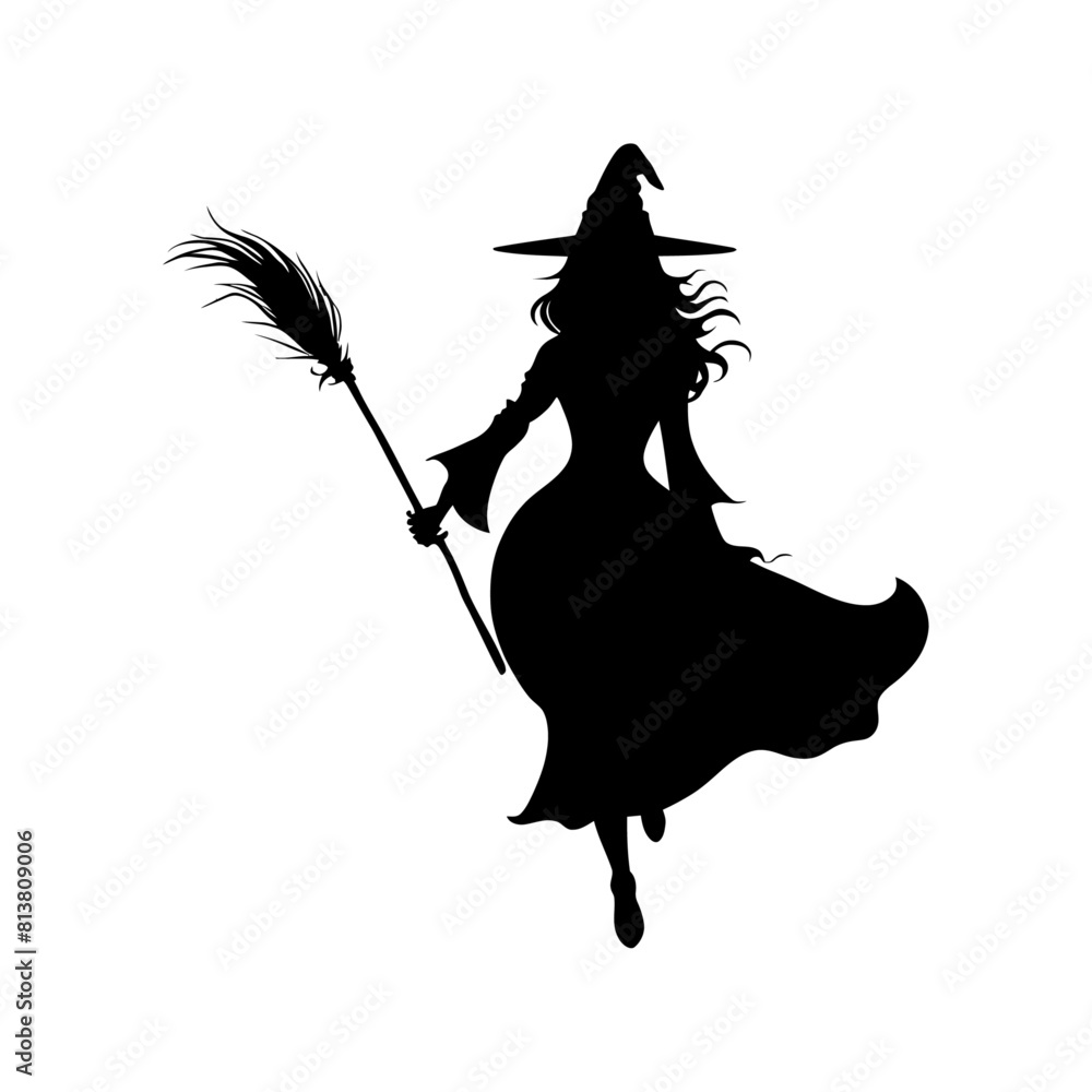 witches silhouettes vector illustration. mythical characters for ...