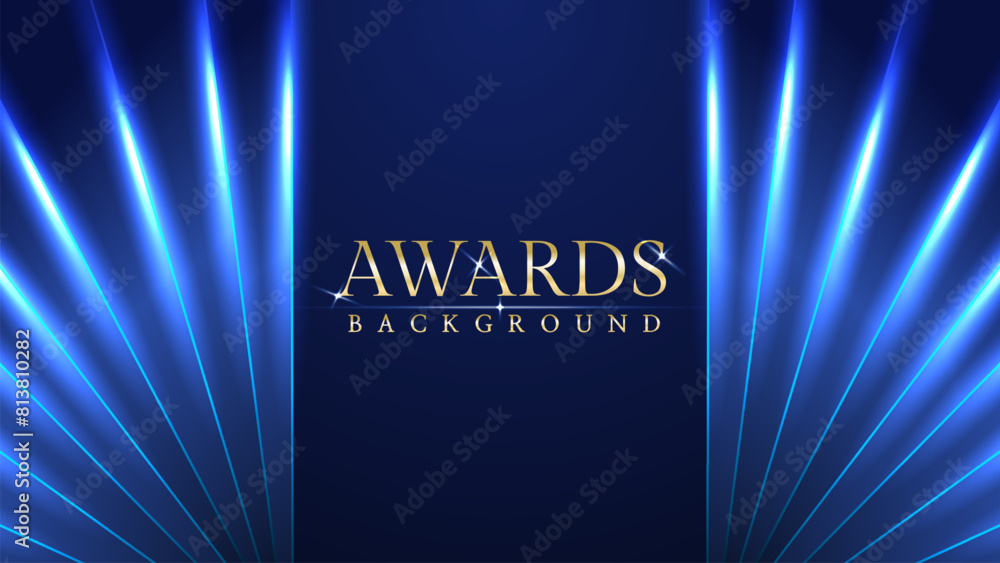Dark blue luxury awards graphics background with light neon elegant ...