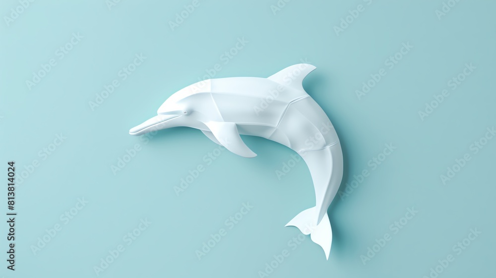 Dolphin flat design top view, playful theme, 3D render, Monochromatic ...