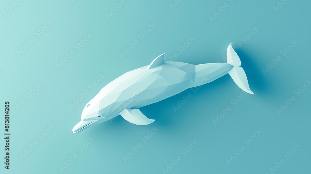 Dolphin flat design top view, playful theme, 3D render, Monochromatic ...