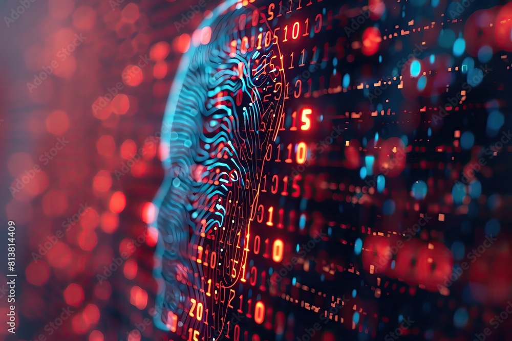 Cyber security biometric authentication side view showcasing identity ...