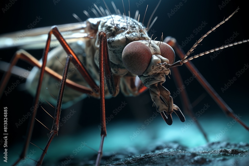 Macro photograph of a mosquito with detailed eyes and antennae ...
