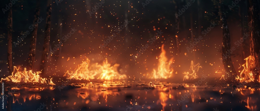 embers from a fire ,Fire flames on black background. Fire embers ...