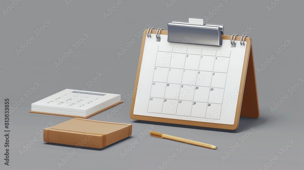 Realistic 3d modern illustration, mockup, set of a realistic calendar ...