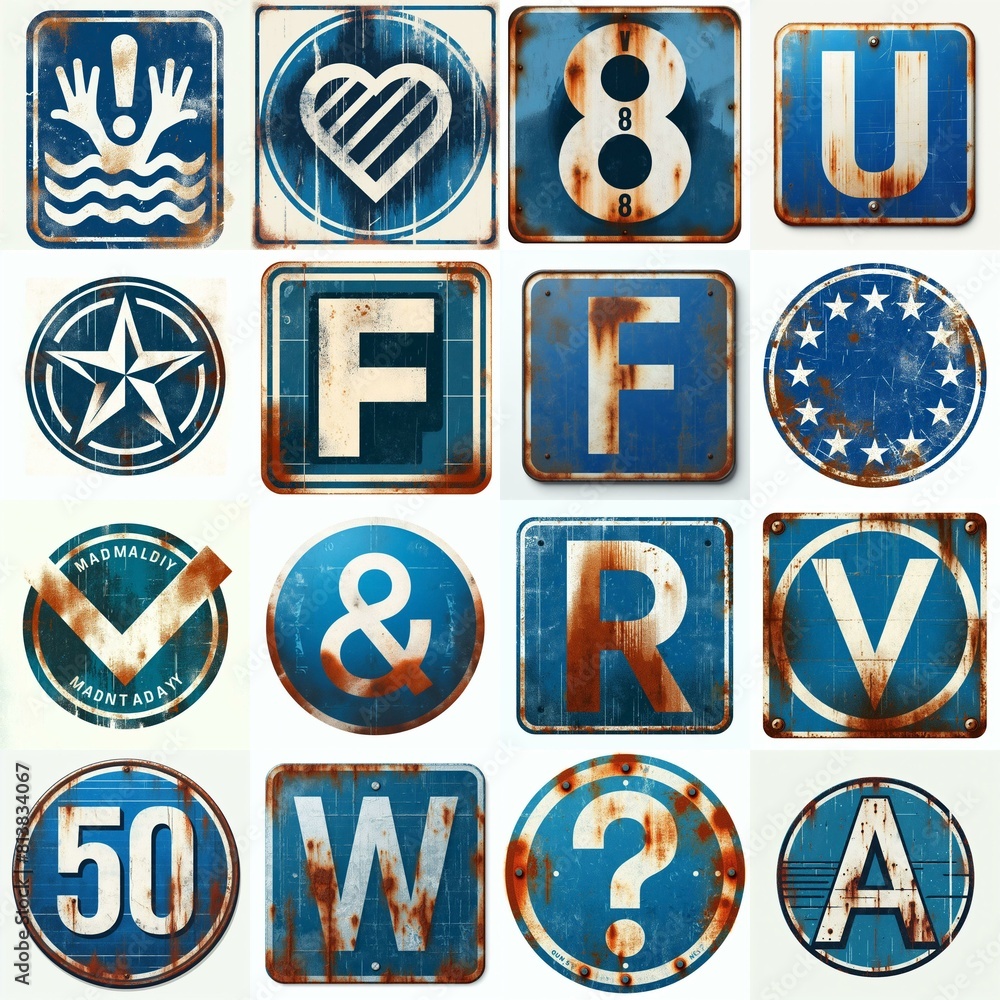 Road traffic sign Lettering Typeface. AI generated illustration Stock ...