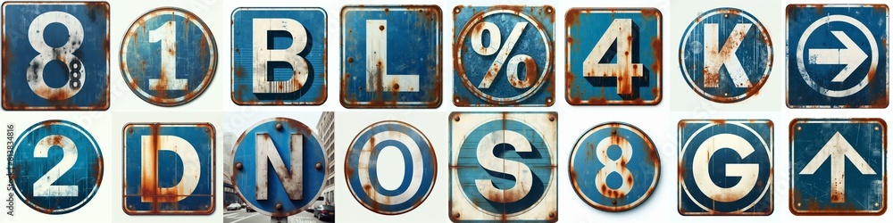 Road traffic sign Lettering Typeface. AI generated illustration Stock ...