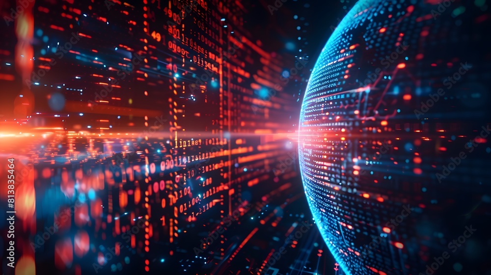 Abstract news background with globe and stock market data, glowing ...