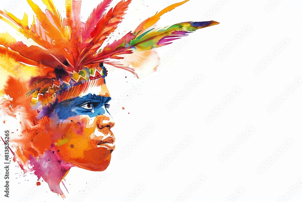 Aboriginal Australians Australia Man, Minimalistic watercolor, on a ...