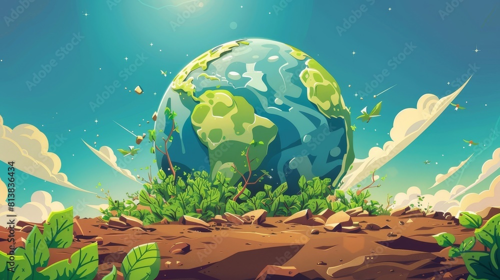 Modern banners of environment protection and nature conservation with ...