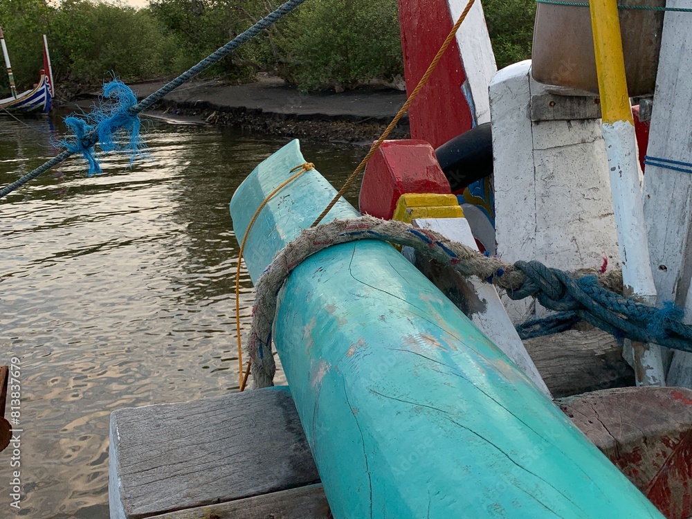 parts of traditional Indonesian fishing boats, Pakesan type, East Java ...