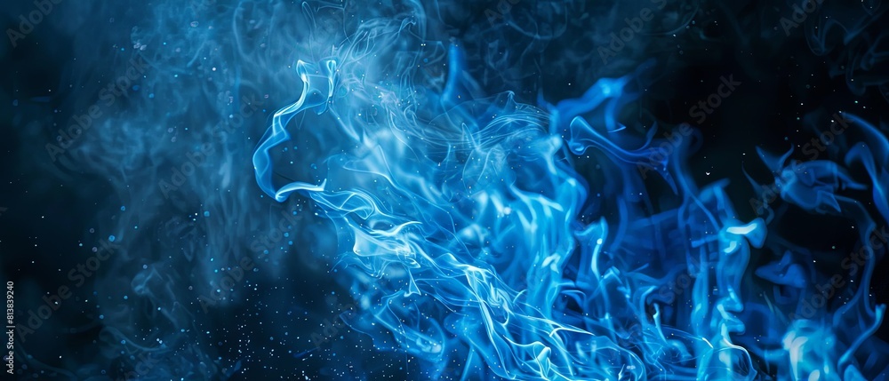 ภาพประกอบสต็อก embers from a blue fire ,Fire blue flames on black ...