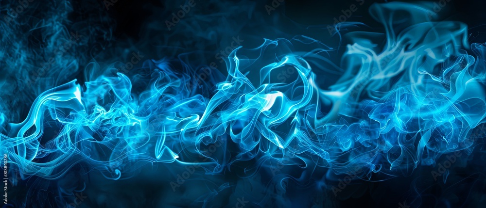 embers from a blue fire ,Fire blue flames on black background. Fire ...