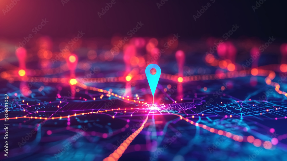 3D rendering of the technology used in GPS, map locations, future ...