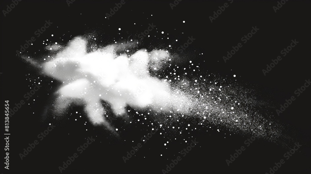 Top view modern spray explosion effect featuring ash powder particles ...