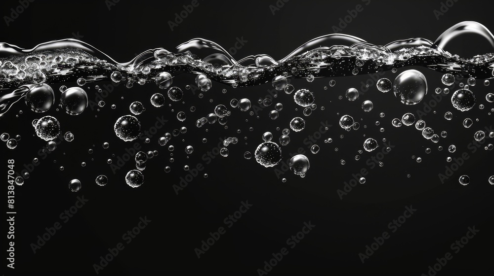 Isolated realistic fizzy air bubble drop air splash texture. 3D ...