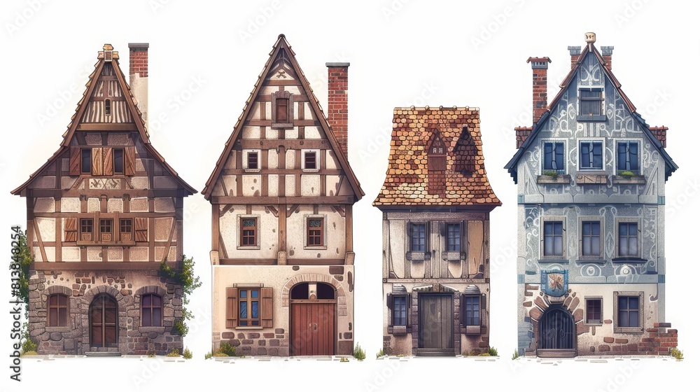 Isolated medieval german building clipart. Exterior of an ancient ...