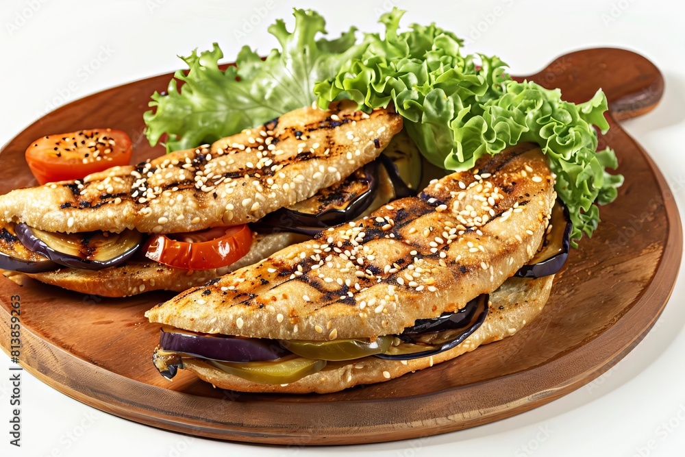North African Sandwich with Kesra Bread, Grilled Eggplant, and Harissa ...