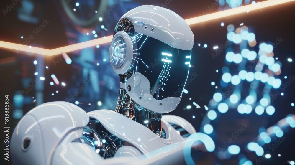 This is a 3D render of Artificial Intelligence Robot activating Web 4.0 ...