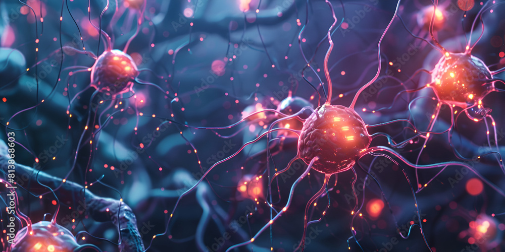 Abstract backgrounds of neurons working inside brain neuron link ...