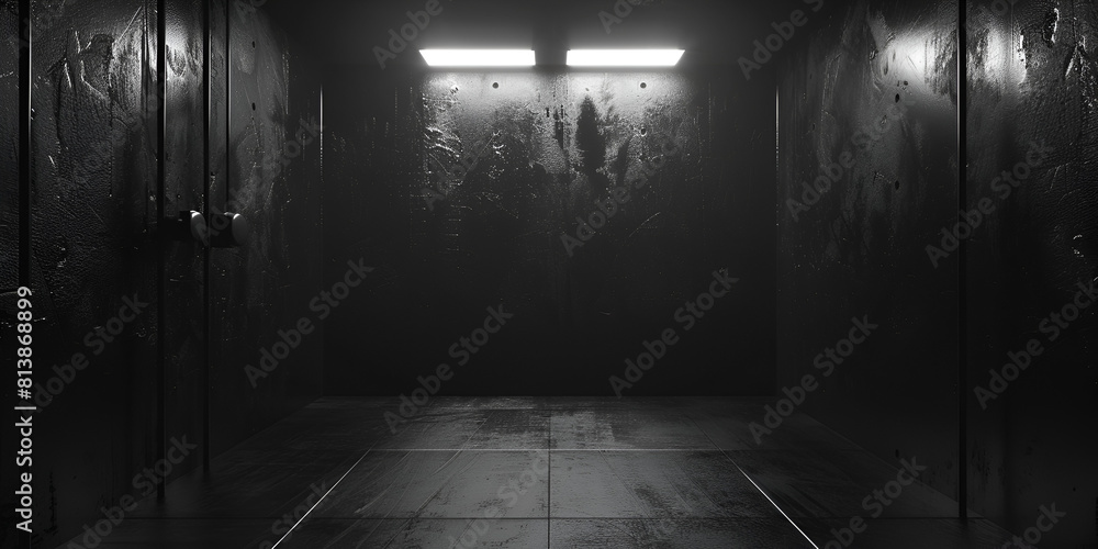 Eerie Corporate Spaces Dark Office Interior photo, Greyscale shot of a ...