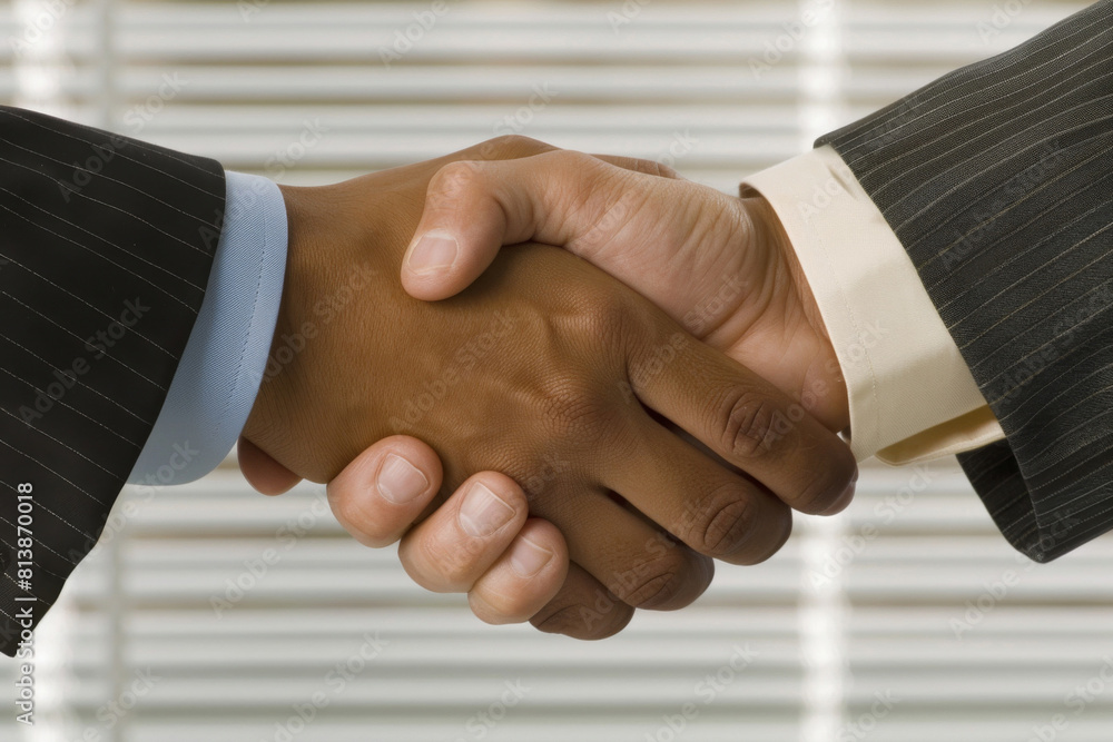 Diverse business handshake between multicultural colleagues in formal ...