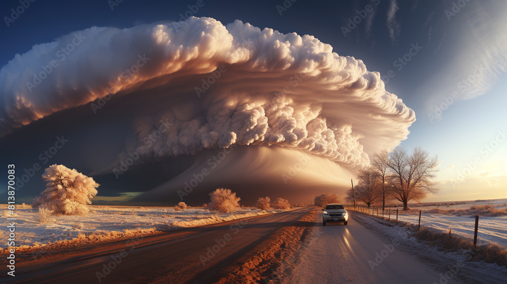 Contemporary Cloudscape of A Supercell Tornado Standing 100 Feet Away ...