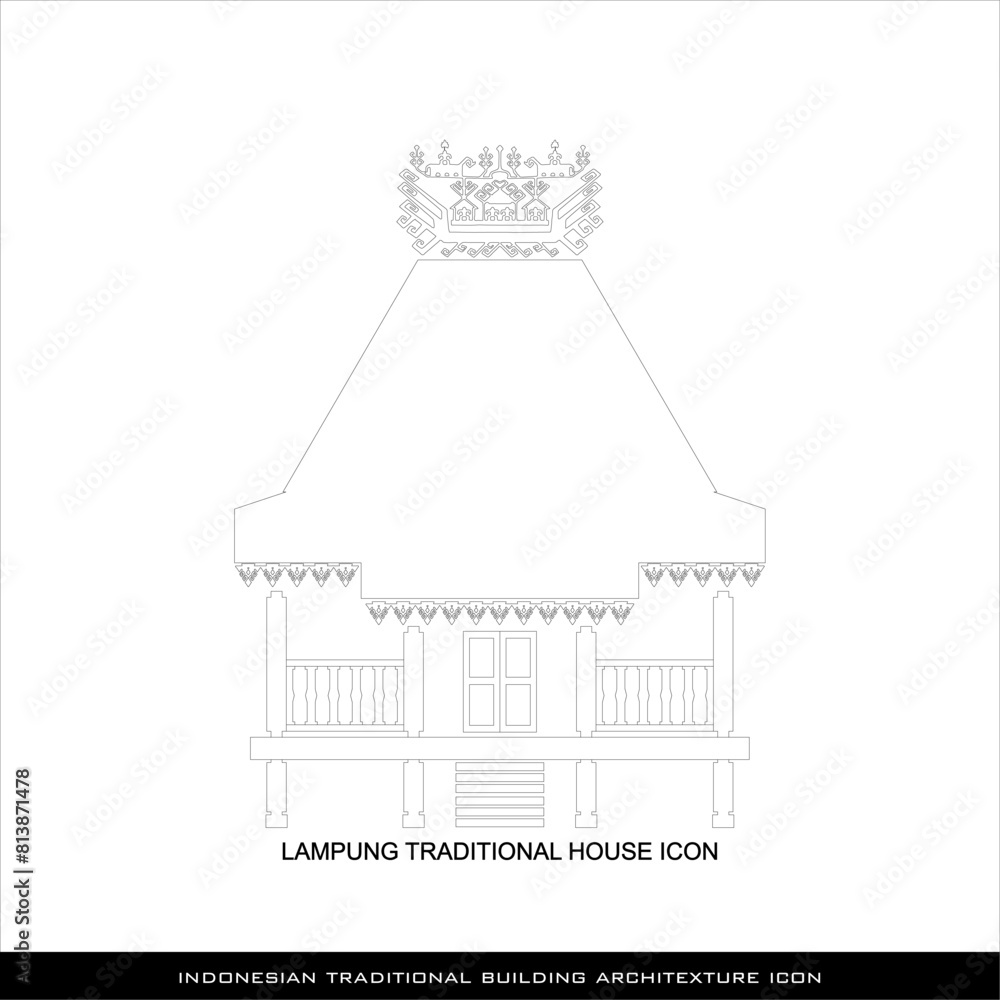 Lampung Traditional House Icons, a series of architectural icons for ...