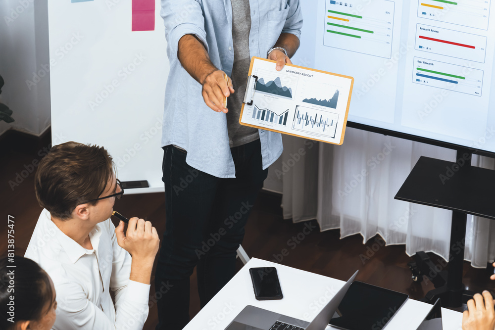 Project manager communicate and collaborate with team using project ...