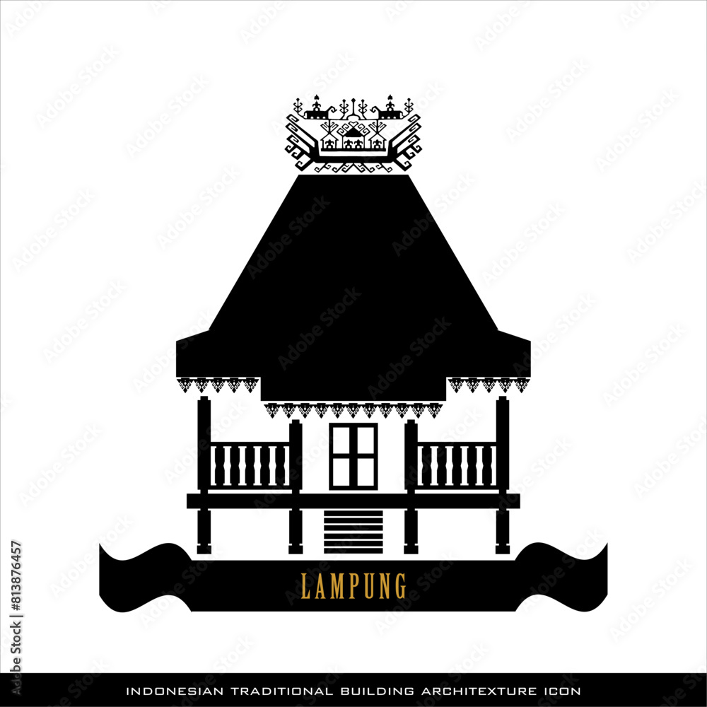 Lampung Traditional House Icons, a series of architectural icons for ...