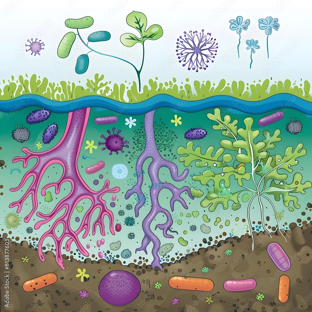 Diagram Illustrating Nitrogen Fixation via Symbiotic Bacteria and Plant ...