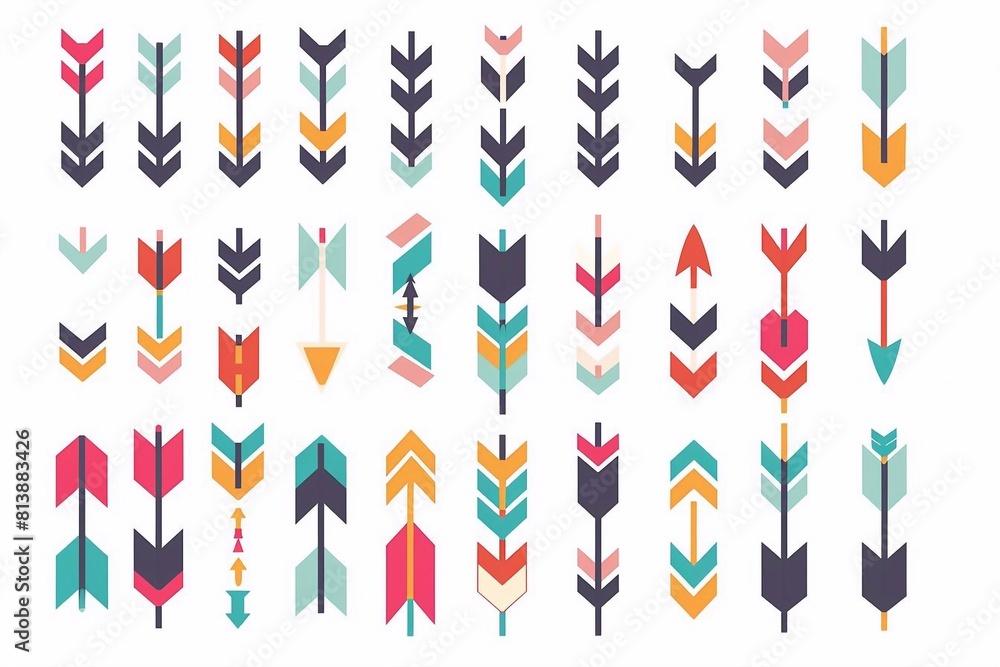 Collection of arrow icons and vector illustrations featuring colorful ...