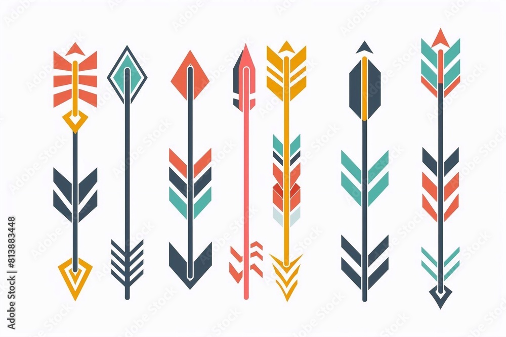 Collection of arrow icons and vector illustrations featuring colorful ...