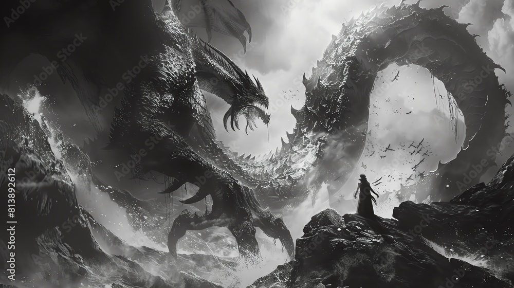 Capture the ethereal blend of myth and reality with striking black and ...