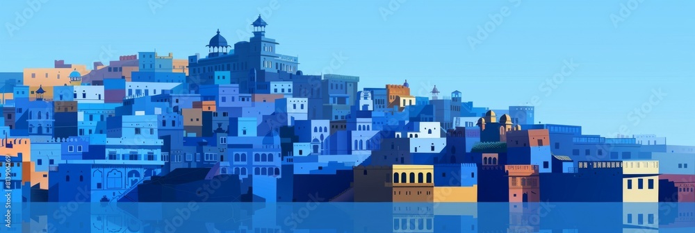 Vibrant Minimalist Cityscape of Jodhpur s Iconic Blue Architecture in ...