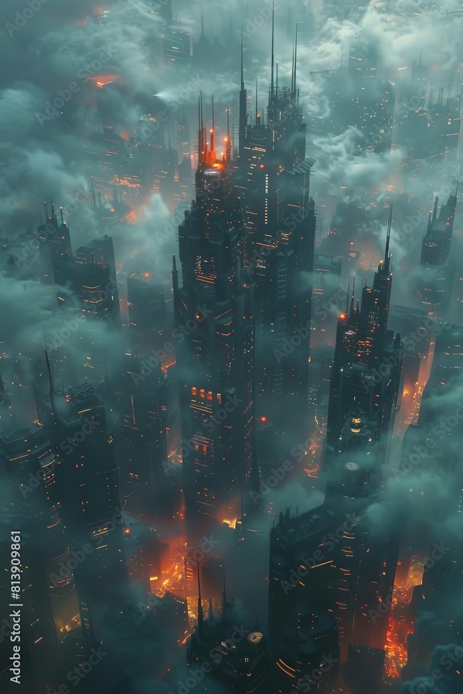 dystopian societies portrayed with a vibrant, intense backdrop ...