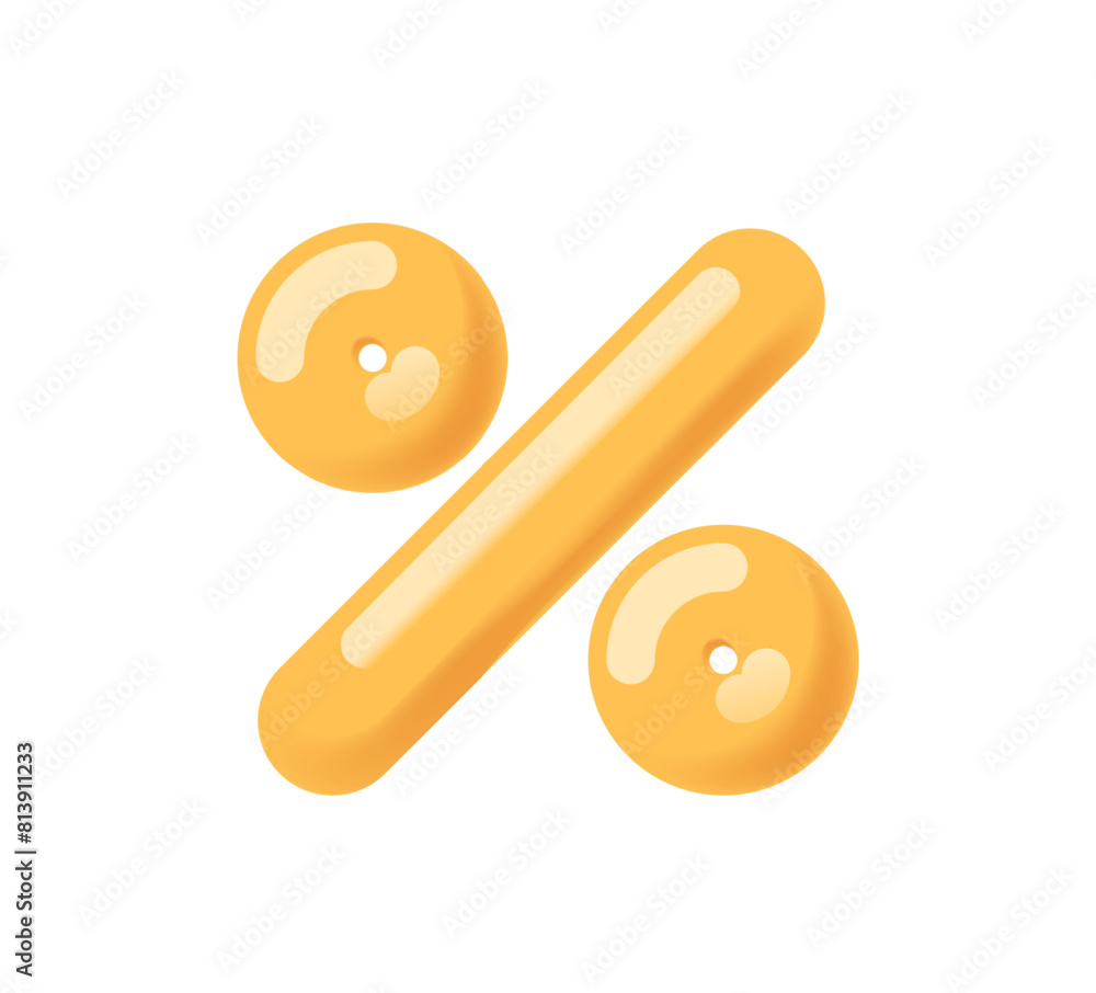 Percent Symbol, Yellow 3d Vector Image Featuring Percentage Or ...
