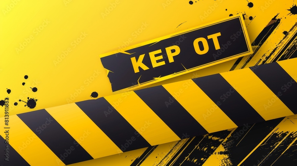 A black and yellow caution tape with the text keep out appears on a ...