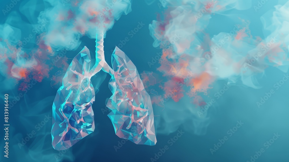 Low poly alveoli flat design front view gas exchange process theme ...