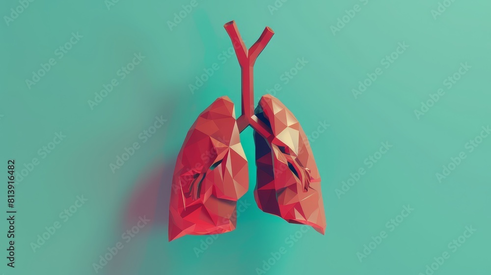 Low poly lung model flat design top view medical illustration theme ...